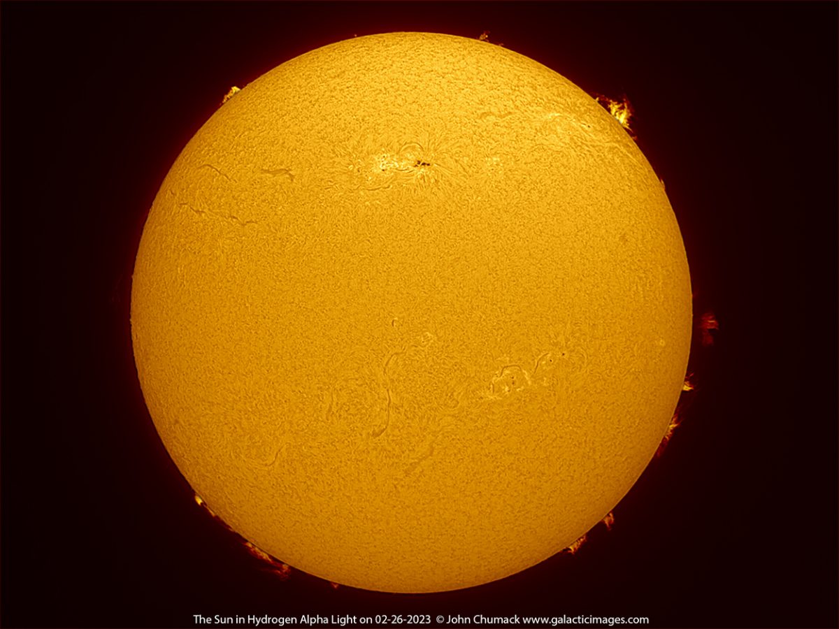 The Sun In Hydrogen Alpha Light on 02-26-2023 - Galactic Images